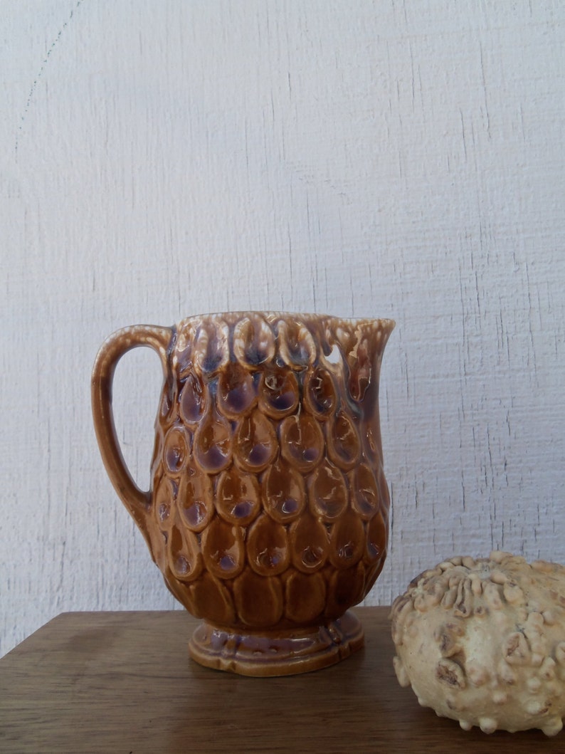 Vintage Textured Drip Glaze Ceramic Pitcher - Etsy