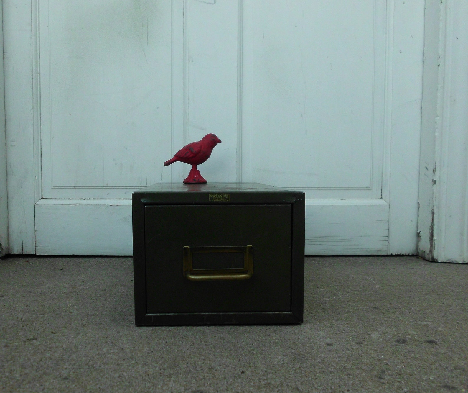 Green Metal Card File Box - Etsy