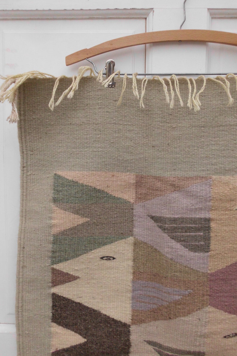 Mexican Woven Wool Fish Rug | Etsy