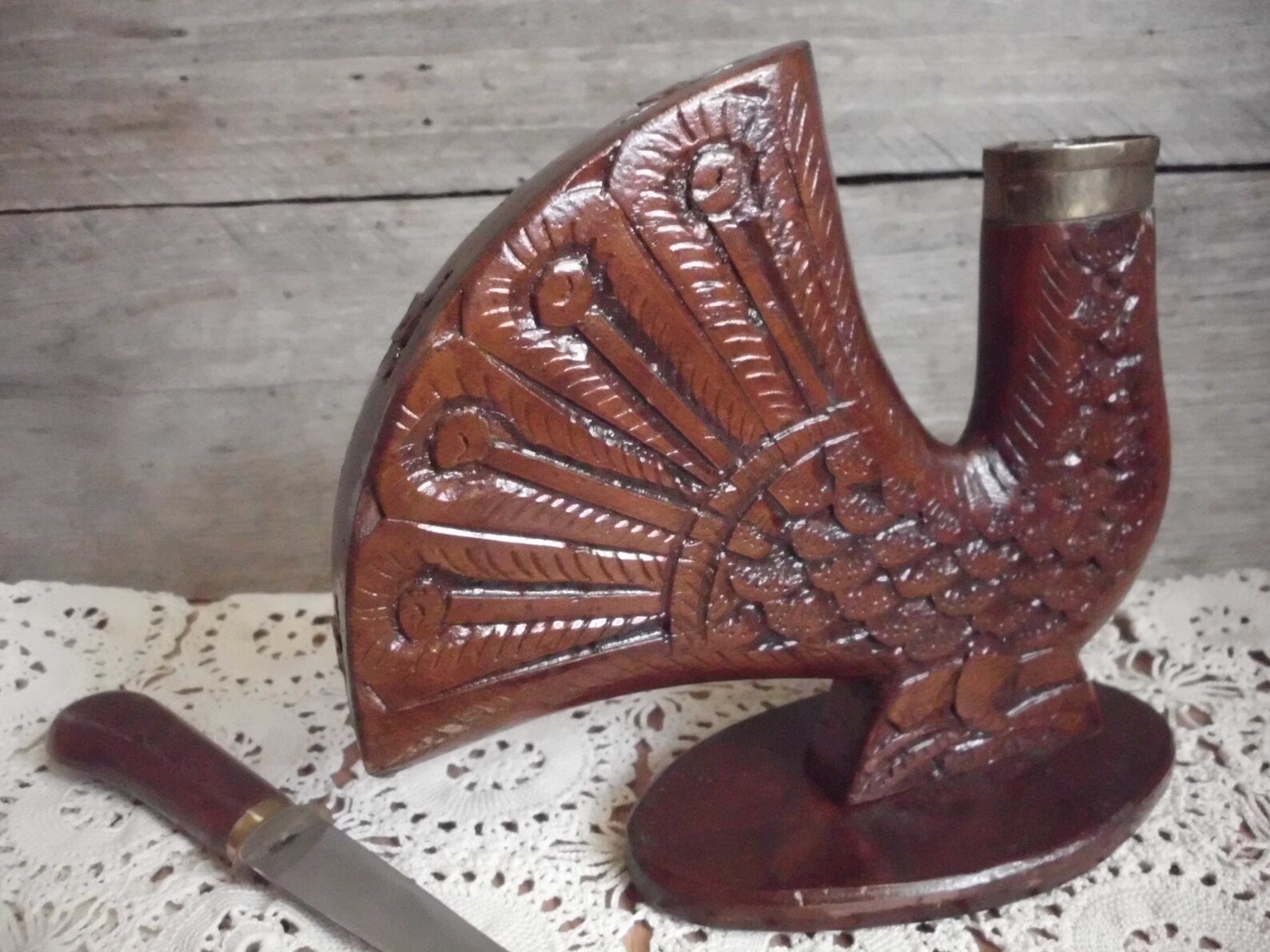 Carved Wood Bird Knife Holder - Etsy