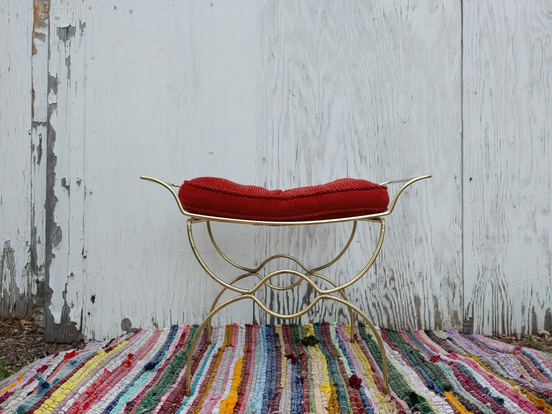 Gold Metal Vanity Stool - Etsy