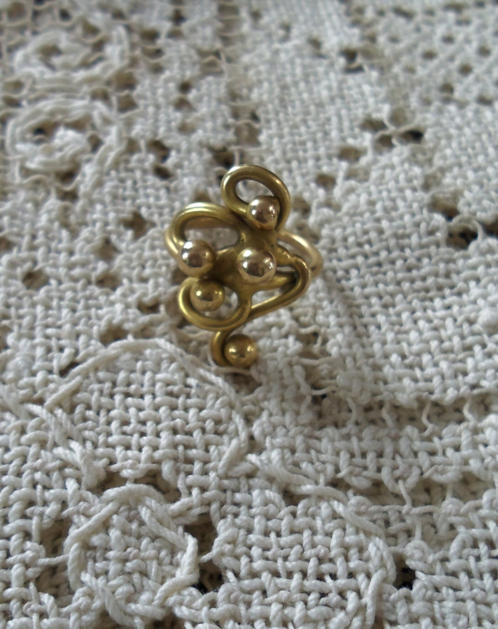 Vintage Brass Abstract Artisan Ring Size 5 1/2 - Etsy