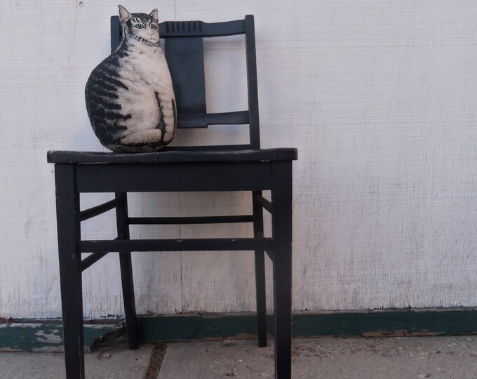 Vintage Distressed Black Wood Chair - Etsy
