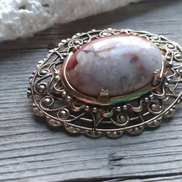 Antique Agate Brooch - Etsy