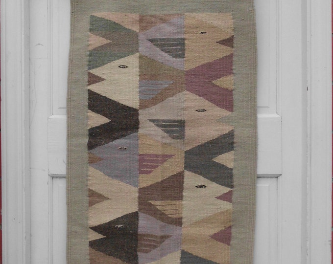 Mexican Woven Wool Fish Rug - Etsy