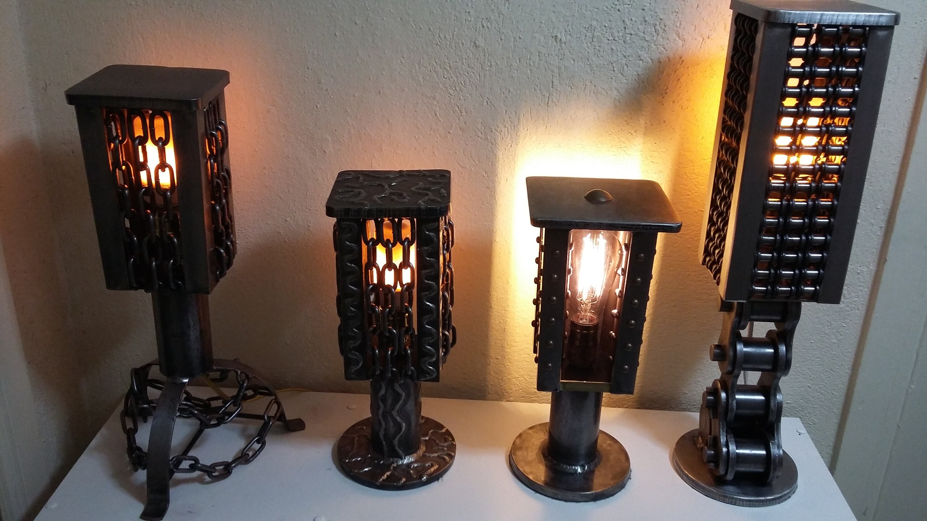 Medieval Steampunk Heavy Steel Welded Chain Flame Lamp | Etsy