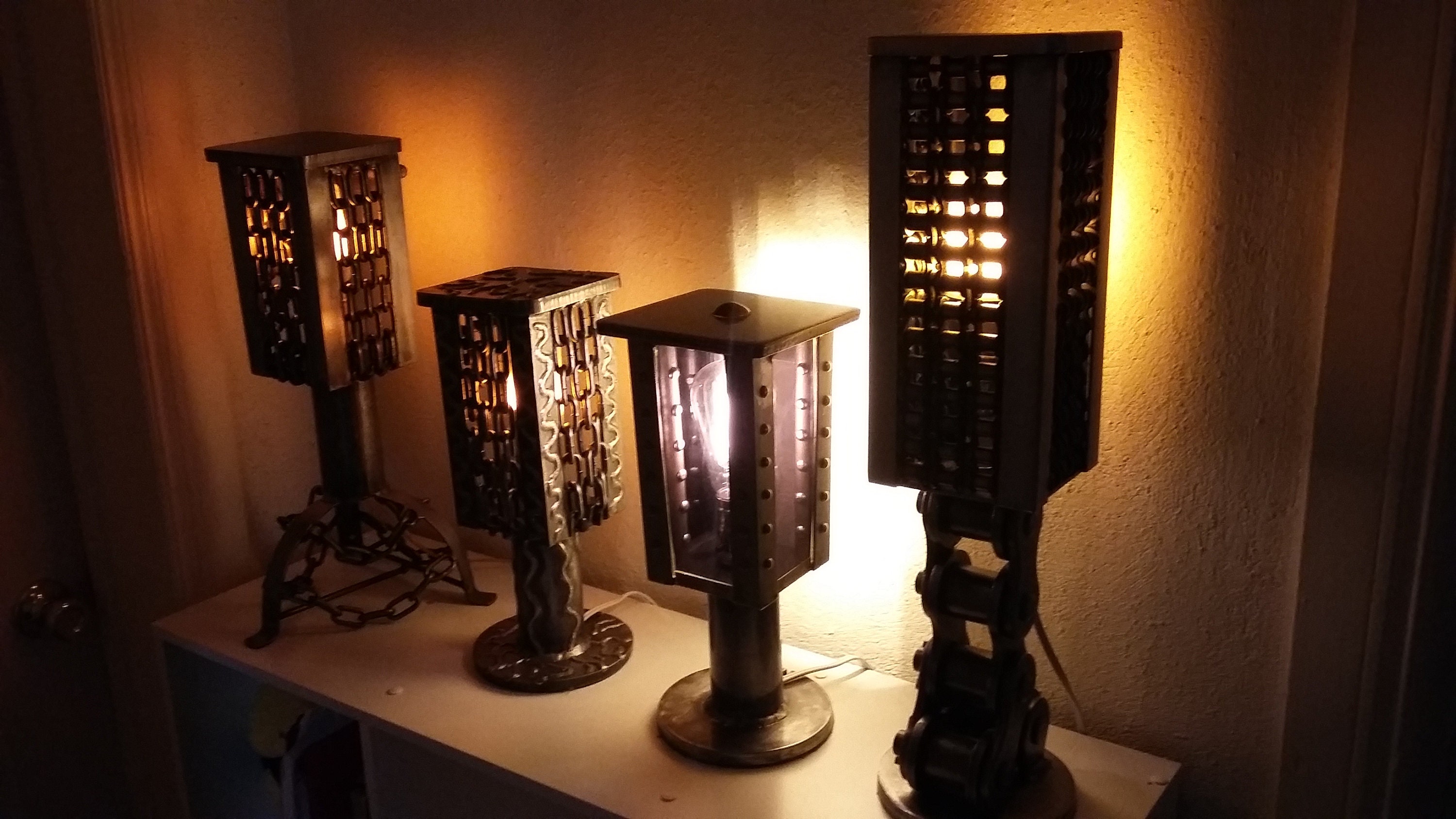 Medieval Steampunk Heavy Steel Welded Chain Flame Lamp RIDICULOUSLY ...