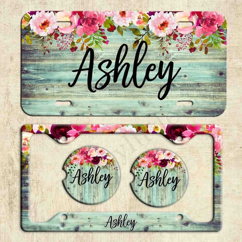Wood Floral License Plate Personalized License Plate Frame | Etsy