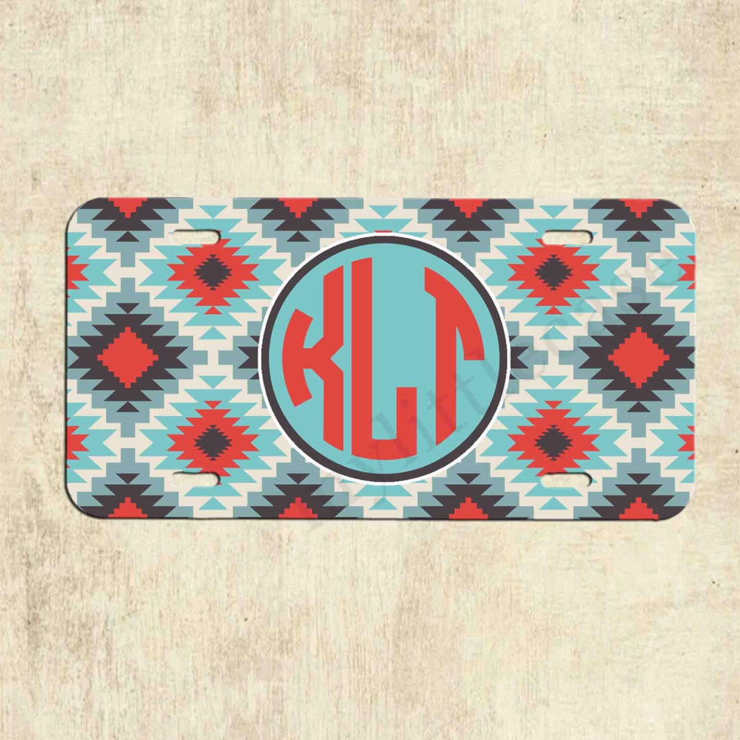 Monogram License Plate Aztec Tribal License Plate Personalized License ...