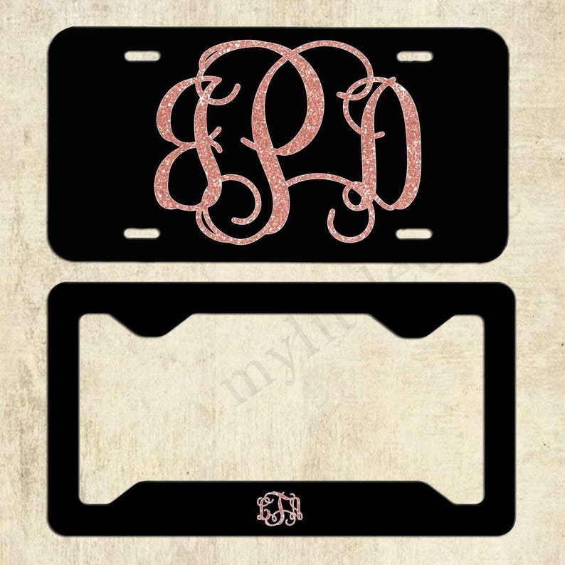 Classy Black and Rose Gold Front License Plate Personalized - Etsy