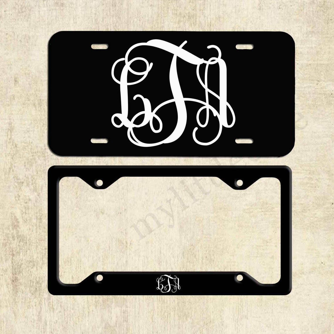 Monogrammed License Plate Black and White License Plate - Etsy