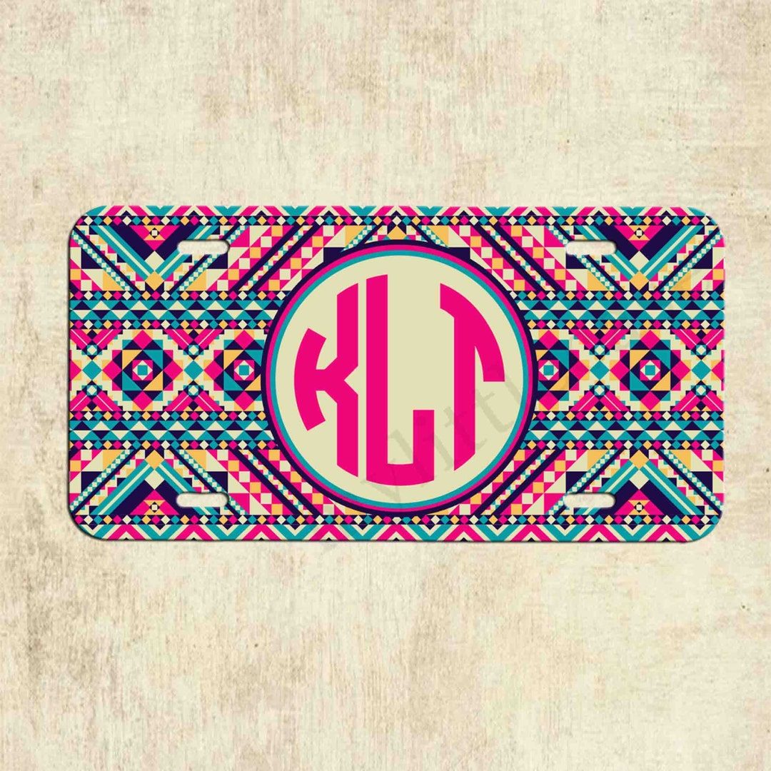 License Plate Monogram Aztec Tribal License Plate Personalized License ...