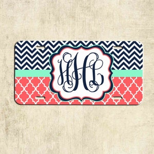 Monogram License Plate Geometric Chevron License Plate Personalized ...
