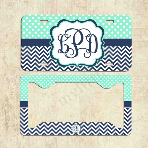 Personalized Car Tag Monogrammed License Plate Pink Chevron - Etsy