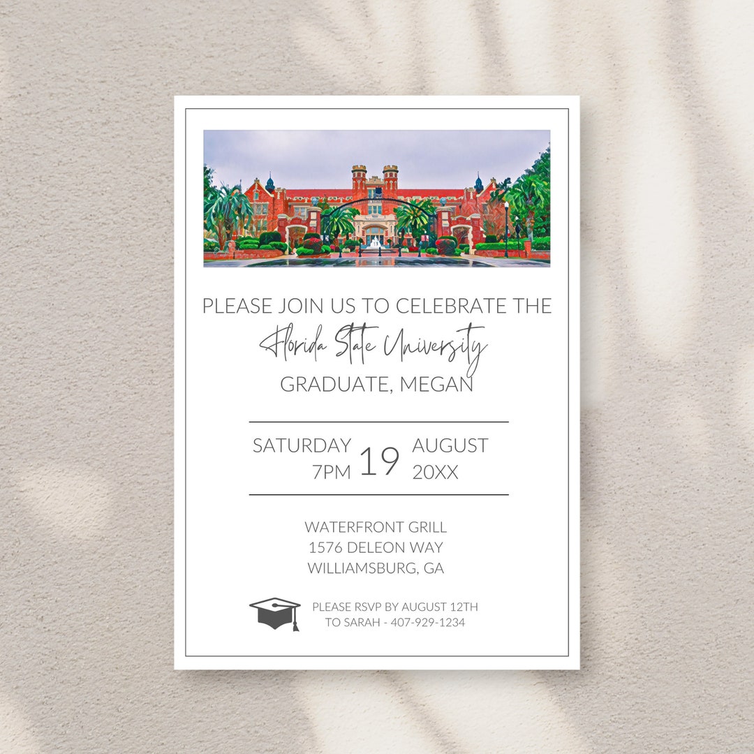 Florida State University Graduation Party Invitation - Etsy