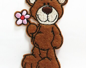 Teddy Bear Iron on Patch brown - Etsy