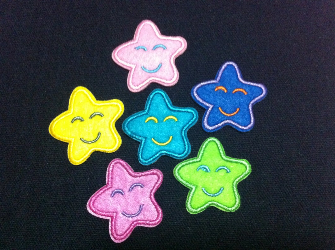 1 Set 6 Colors Smiling Star Pink ,purple, Yellow, Lime, Blue, Teal Blue ...