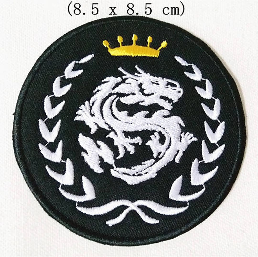 High Quality Crown Dragon Ku Fung 8.5 X 8.5cm Embroidered Iron on ...