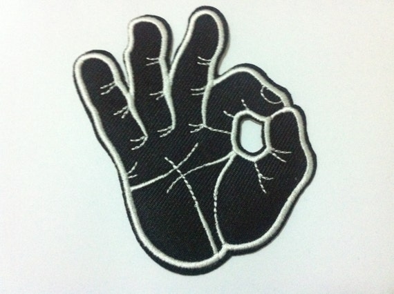 Punk Patch Black Hand OK Sign 6 x 8.5 cm Embroidered | Etsy
