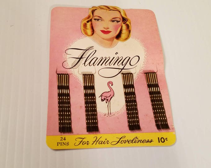 Vintage Flamingo Bob Pins One Package, Bobby Pins, Blonde Brown, 50s ...