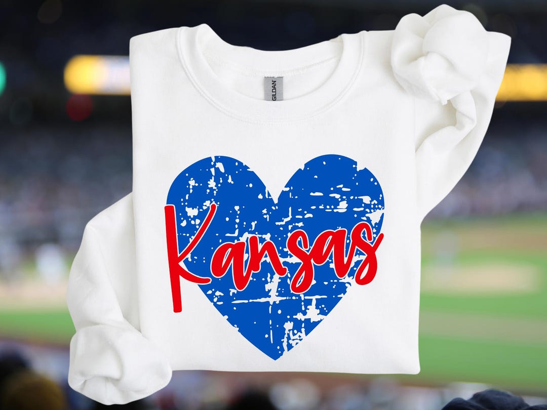 Kansas Grunge Heart Blue Red - PNG 300dpi - Digital Design ...