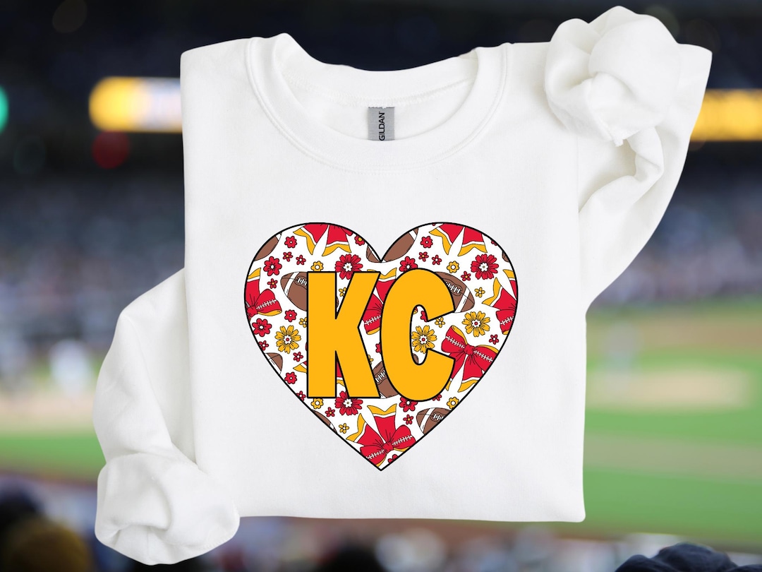 KC Floral Bow Football Heart - PNG 300dpi - Digital Design ...