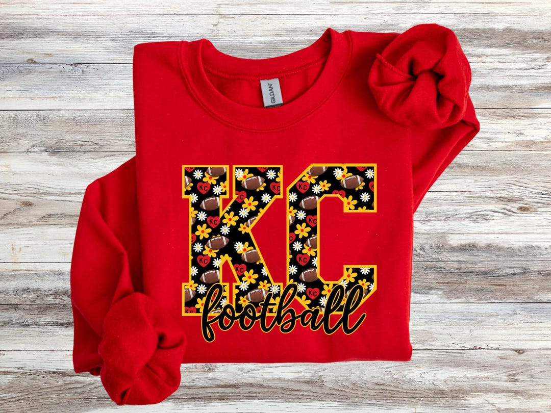 KC Floral Football Faux Embroidery | PNG 300dpi | Digital Design | DTF ...