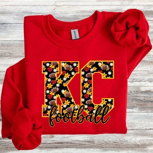 KC Floral Football Faux Embroidery | PNG 300dpi | Digital Design | DTF ...