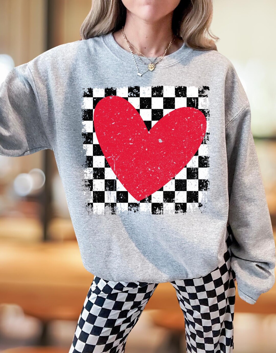 Oversized Checkered Red Heart Grunge | PNG 300dpi | Digital Design ...