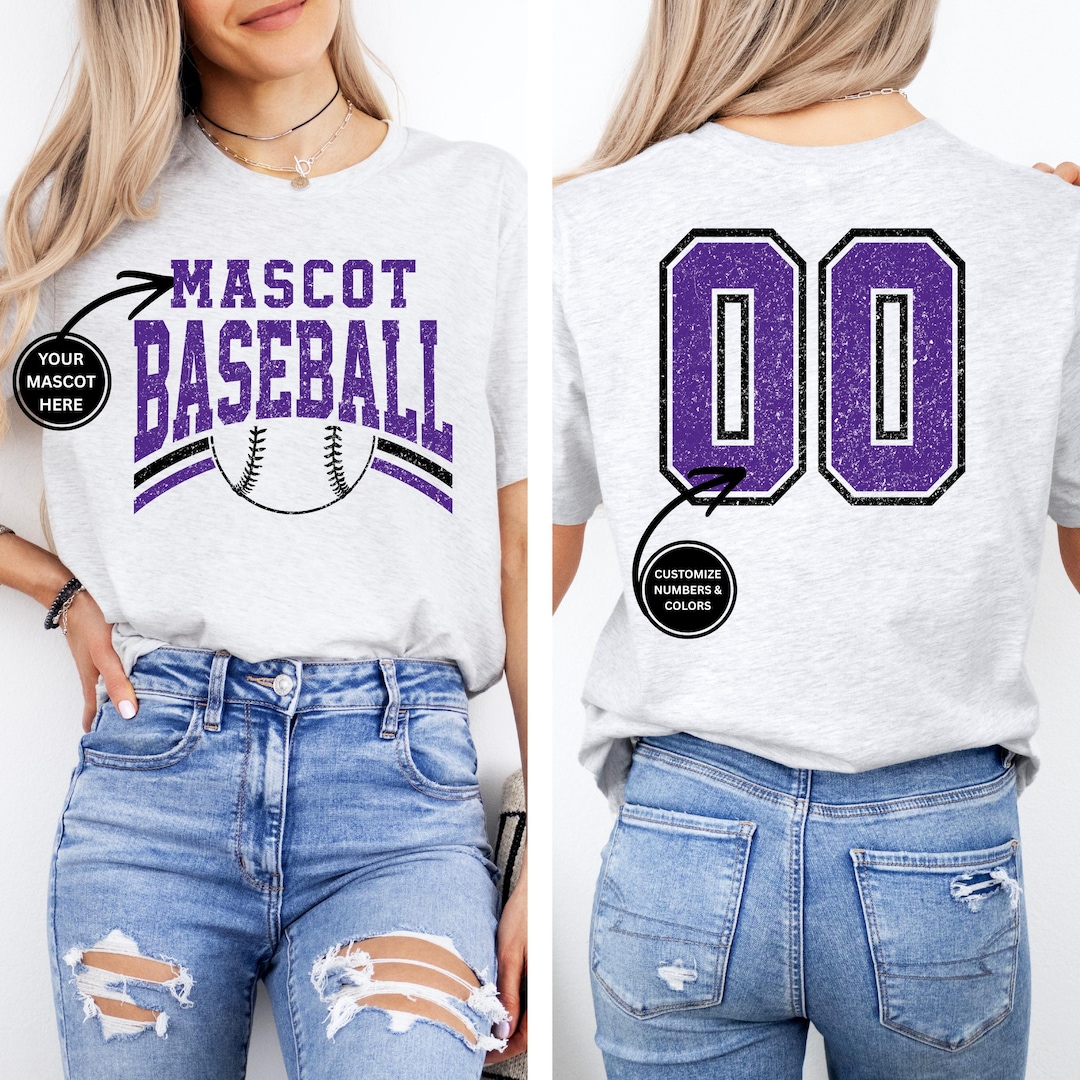 Baseball Custom Mascot and Numbers | PNG Digital File | Customize - Etsy