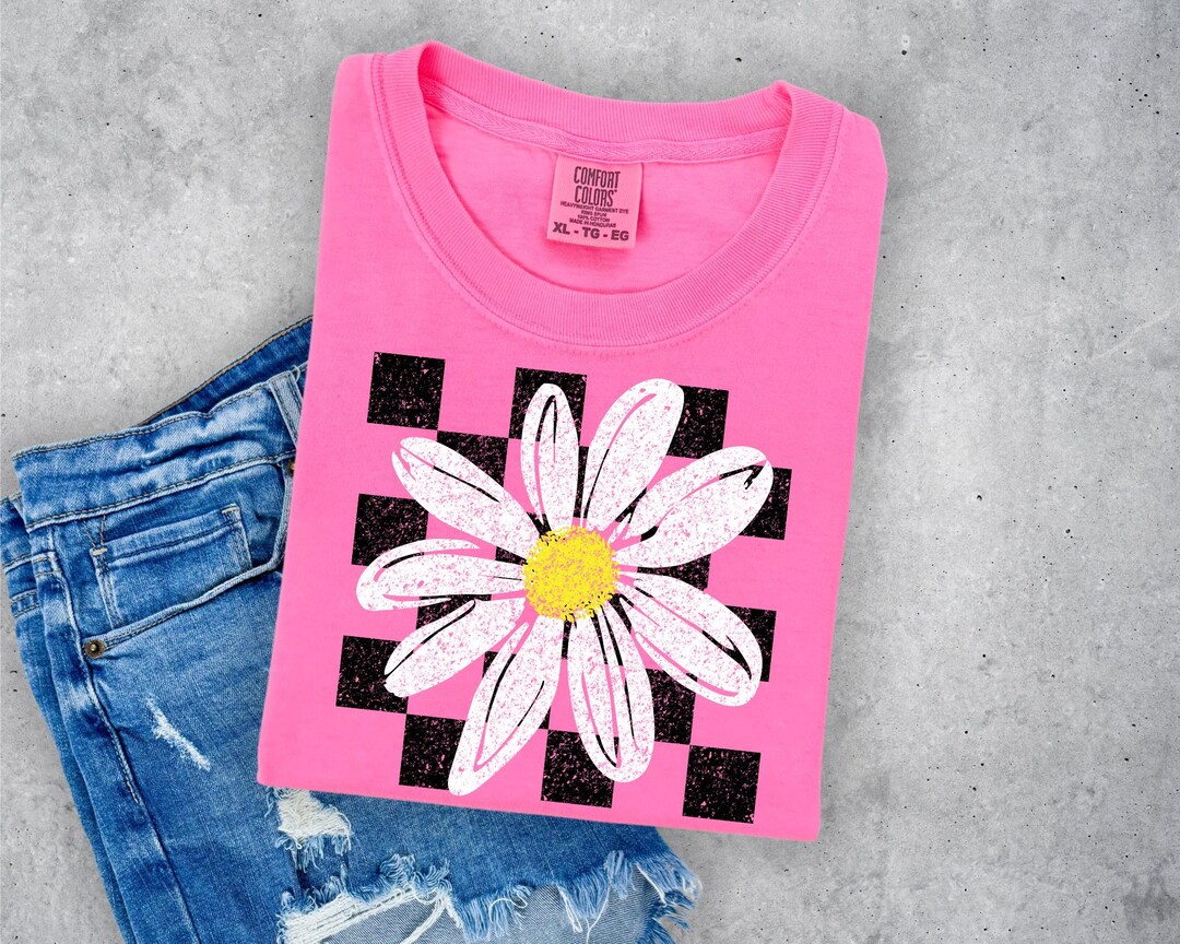 Daisy Retro Checker | PNG | 300dpi | Digital Design | DTF Screen Print ...