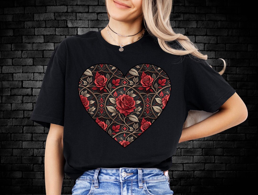Red Rose Goth Hearts | 2 Versions | PNG 300dpi | Digital Design | DTF ...