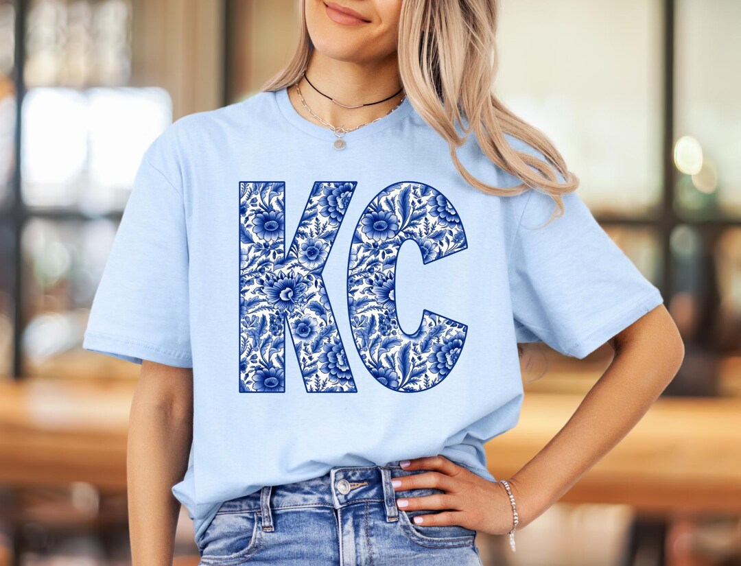 Kansas City KC Vintage Blue Floral | PNG File | Instant Download - Etsy