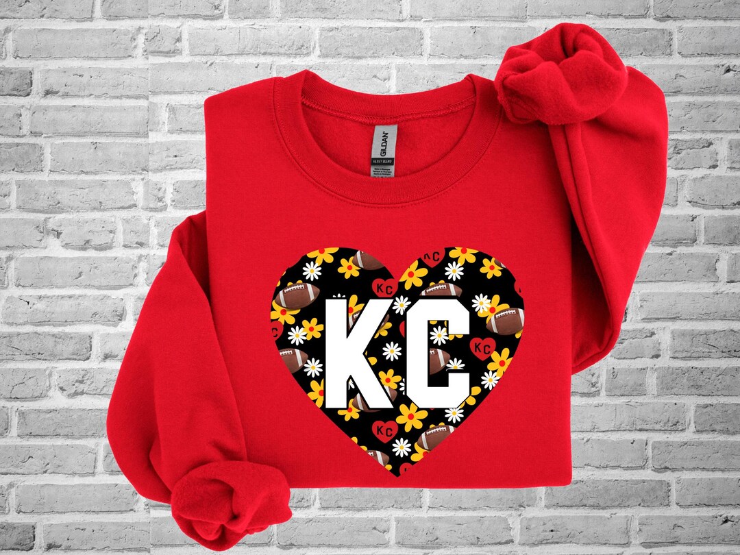 KC Floral Football Heart | PNG 300dpi | Digital Design | DTF | Screen ...