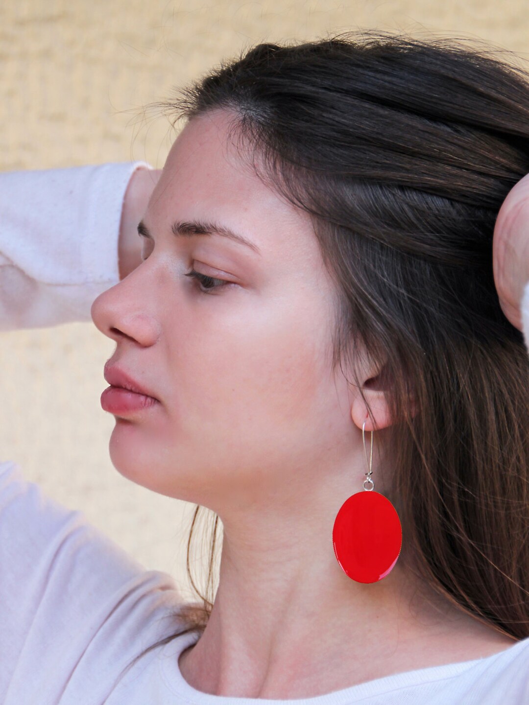 Ruby Red Resin Earrings: Lightweight Oval Dangle, Surgical Steel - Etsy