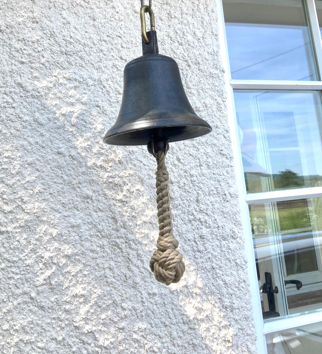 6 BELL ROPE BEIGE With Nautical Monkey Fist Knot and Fancy Ropework ...