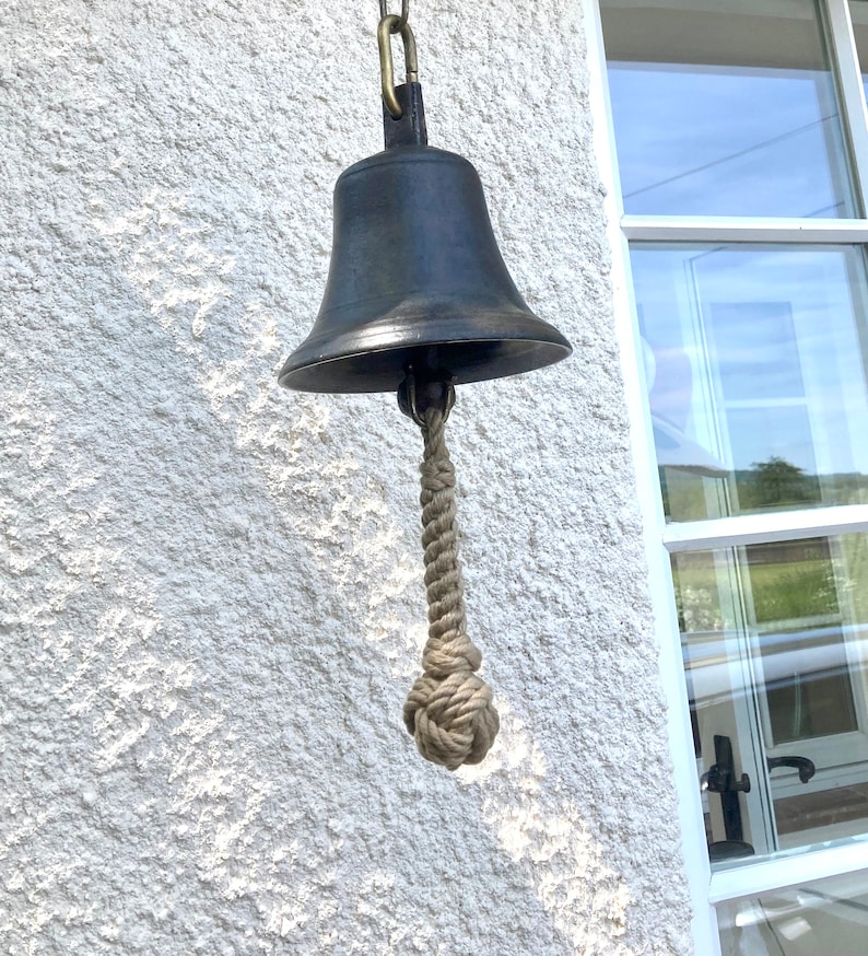 6" BELL ROPE BEIGE With Monkey Fist Knot and Fancy Ropework (bell Not ...