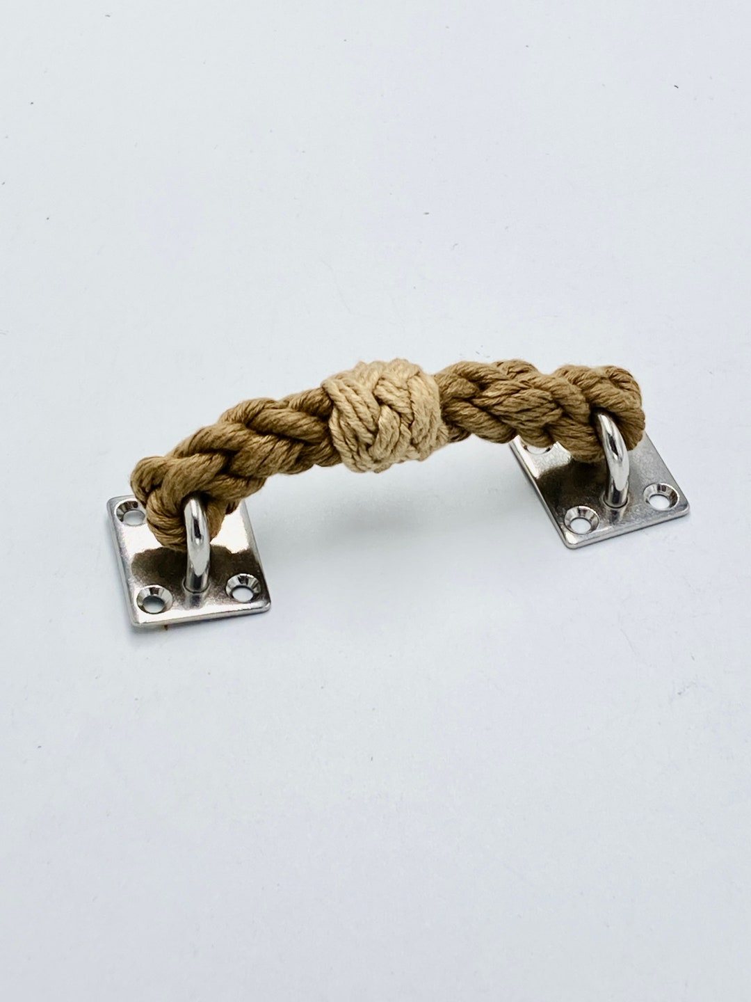 4 MINI DRAWER PULL Brown Rope Pull With Beige Trim for Smaller Cabinets ...