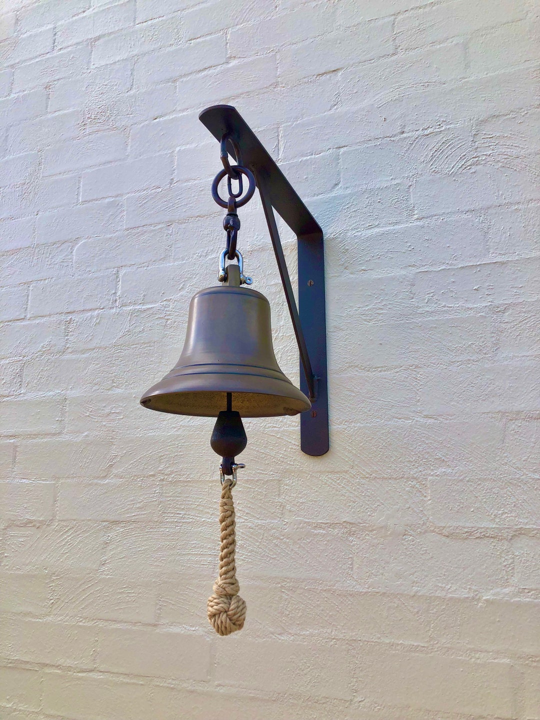 6" BELL ROPE BEIGE With Monkey Fist Knot and Fancy Ropework (bell Not ...