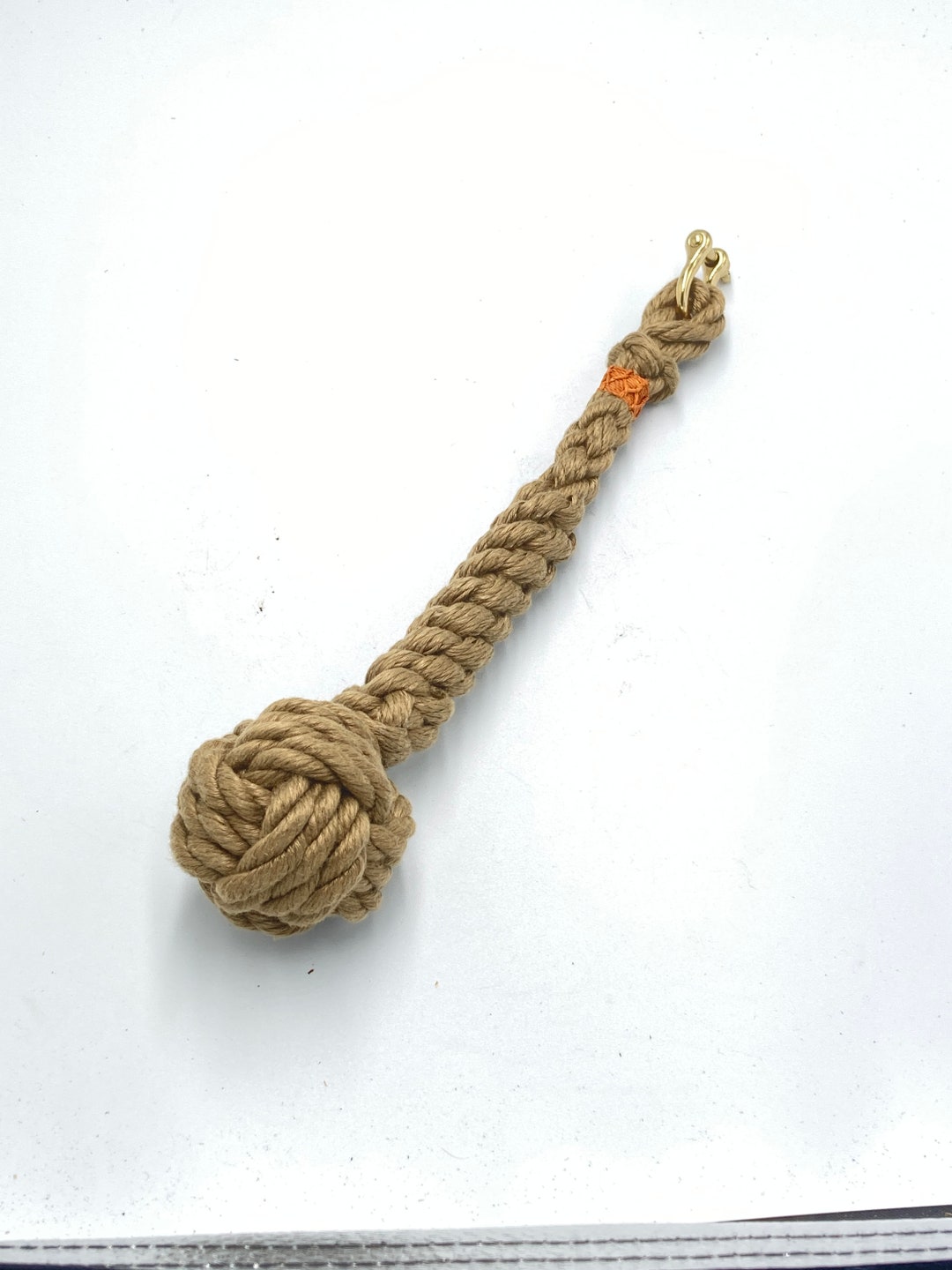 10" BROWN BELL ROPE With Nautical Monkey Fist Knot and Fancy Ropework ...