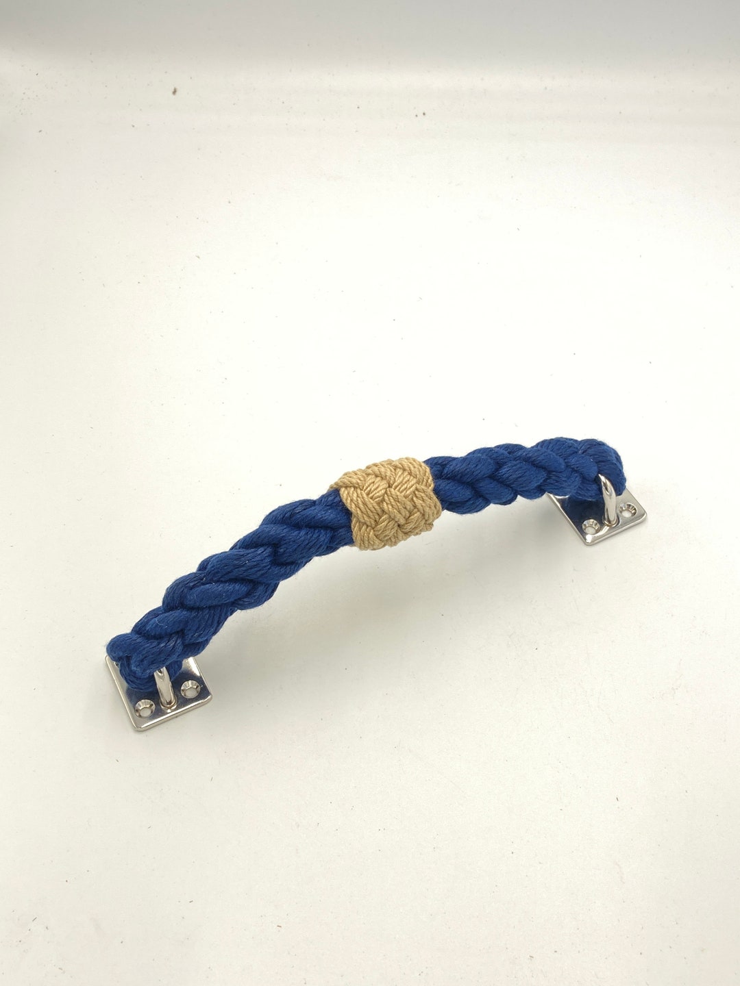 10" LARGE ROPE PULL Navy Blue Rope Drawer Pull Beach Nautical Decor Sea ...