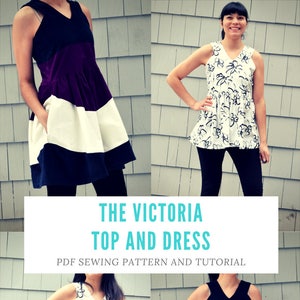The Victoria Top and Dress Pattern and Tutorial: PDF Printable Sewing ...