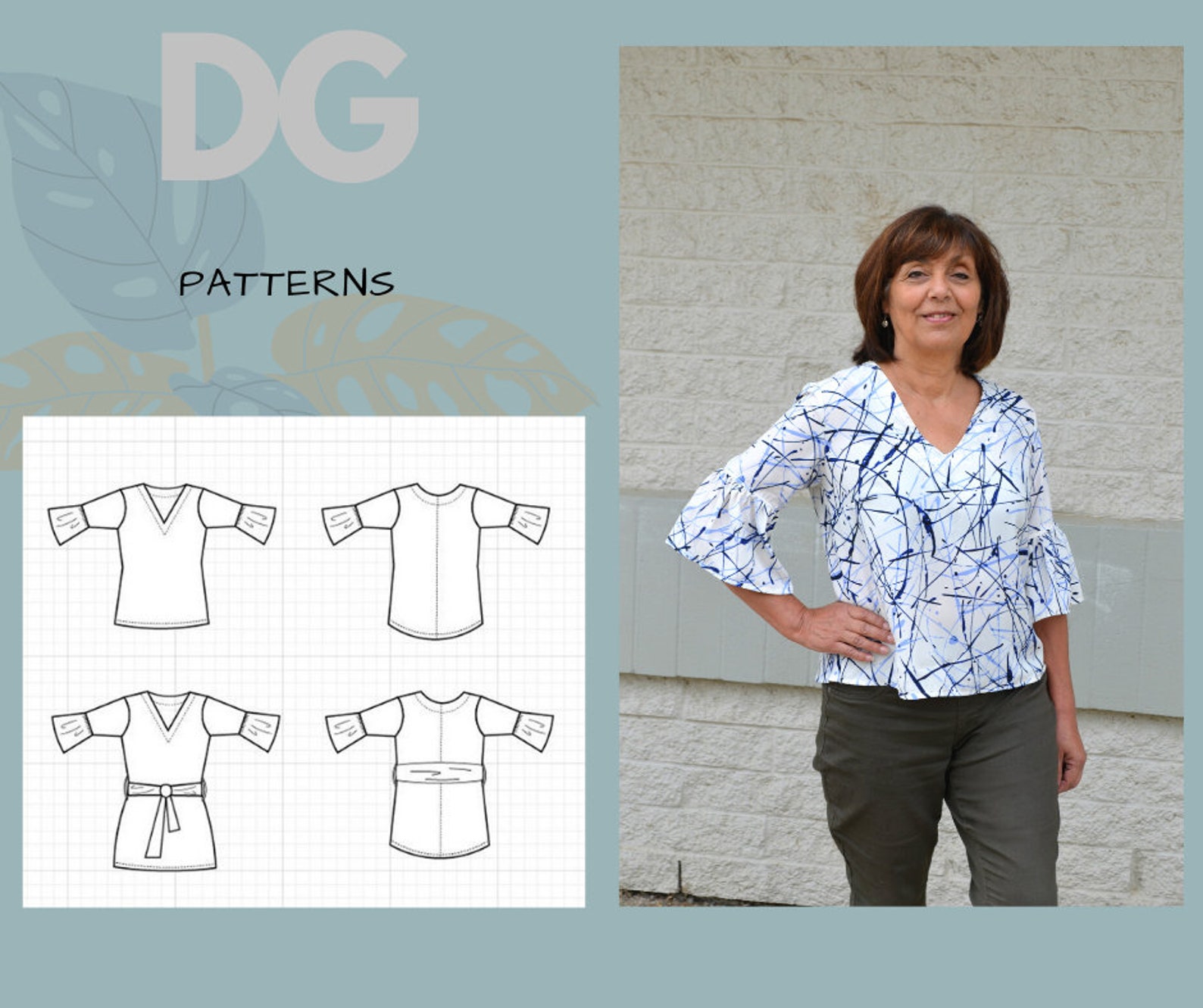 Patricia Top and Tunic PDF Sewing Pattern and Printable Sewing - Etsy
