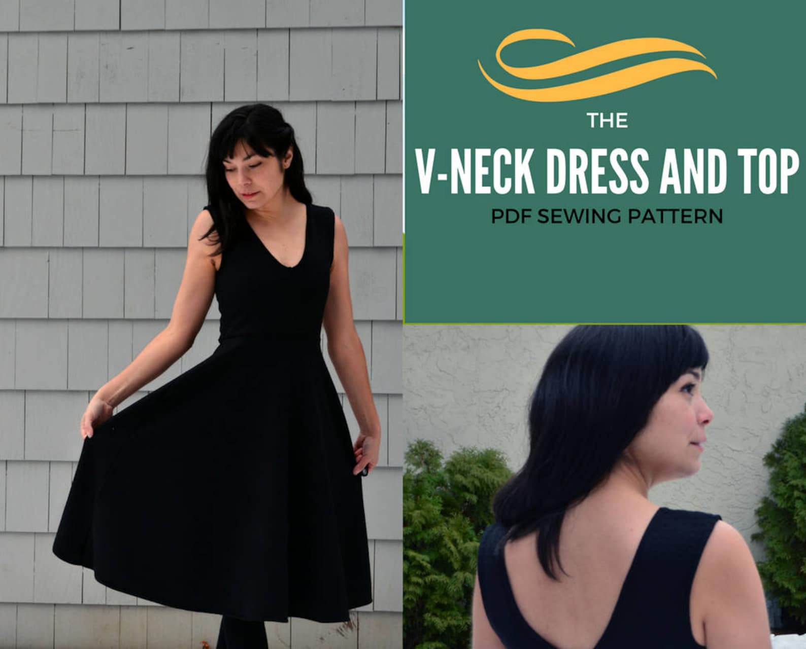 V-neck Dress Pattern: PDF Printable Sewing Pattern for Women. - Etsy Canada