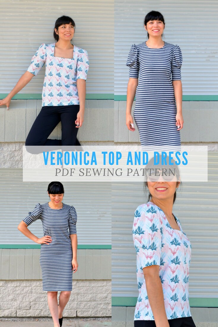 The Veronica Top and Dress PDF Sewing Pattern and Step by Step Sewing ...