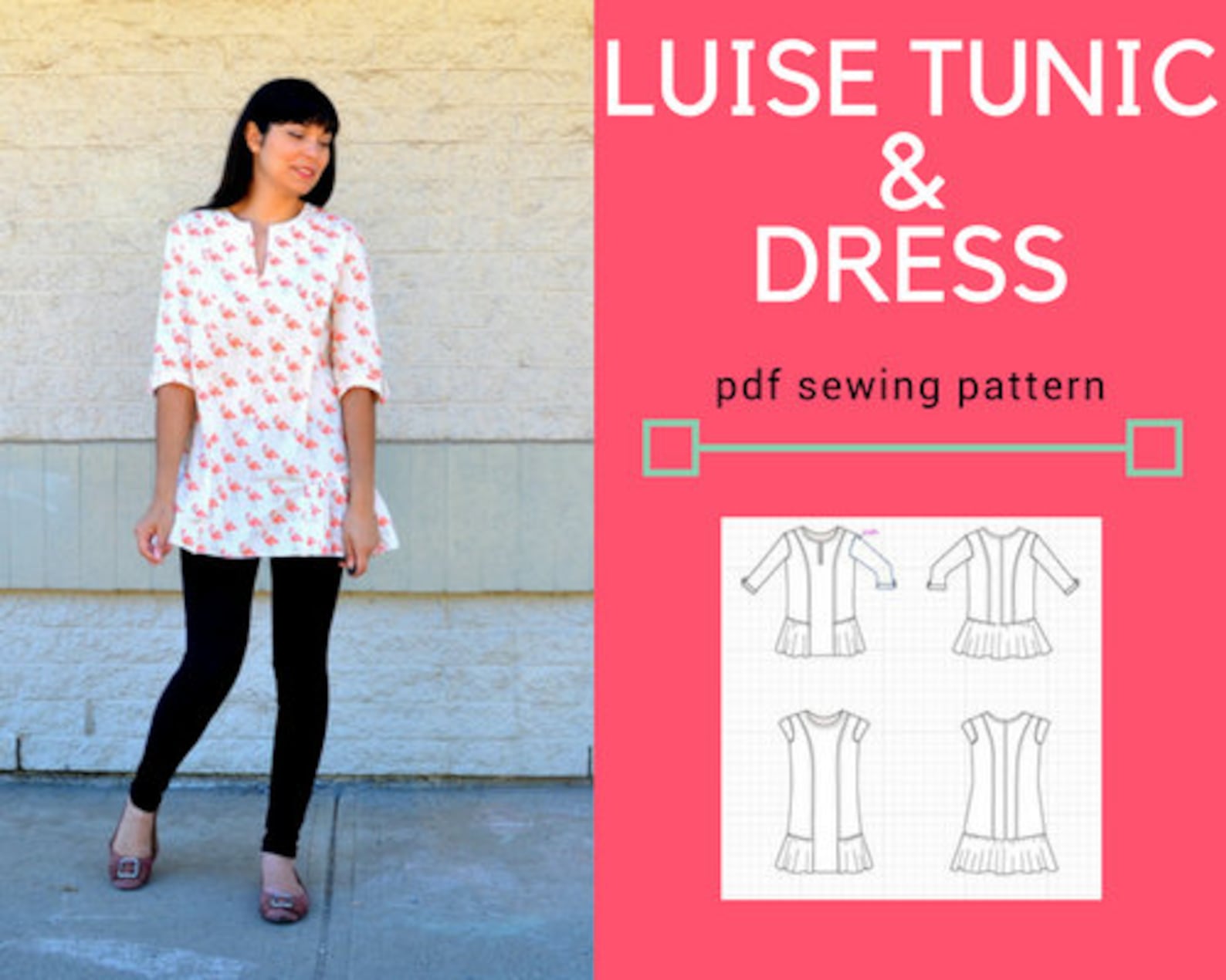 The Luise Tunic and Dress PDF Printable Sewing Pattern and Step by Step ...