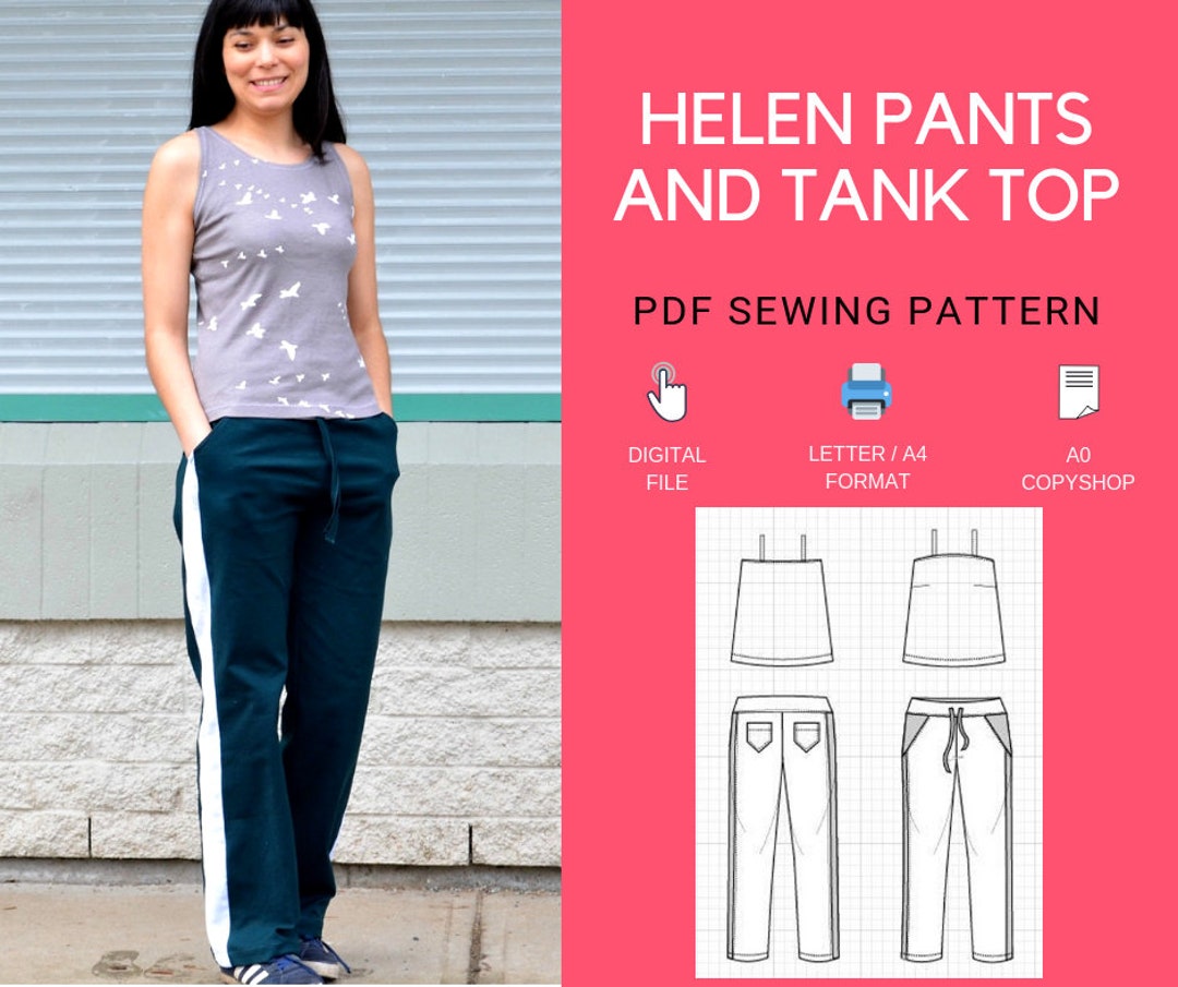 The Helen Track Pants and Sleeveless Top PDF Printable Sewing Pattern ...