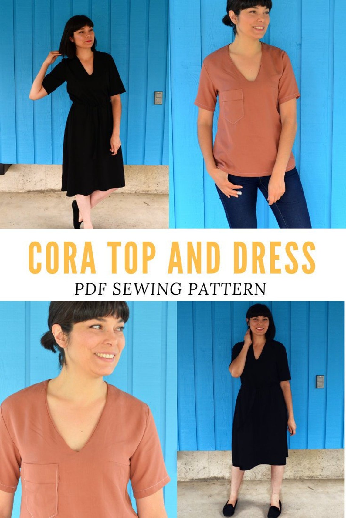 Cora Top and Dress PDF Sewing Pattern and Printable Sewing - Etsy