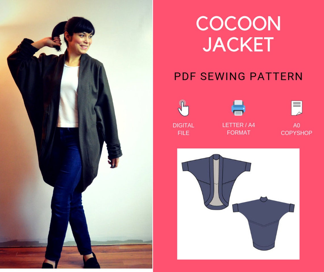 Cocoon Jacket PDF Sewing Pattern and Tutorial With Sizes From | Etsy Canada