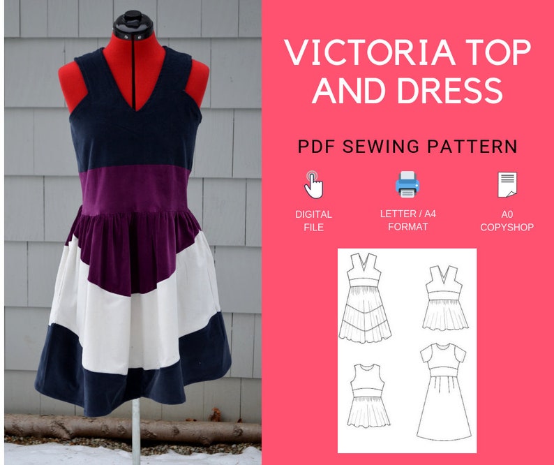 The Victoria Top and Dress Pattern and Tutorial: PDF Printable Sewing ...